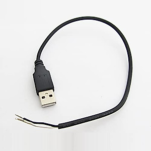 Short Charging USB 2 Wire Pigtail Cable (4 Pack 12 Inch) 30cm 22AWG 3A Black USB Male Power Cable Plug Cord