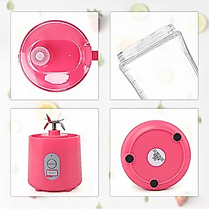 ZHIHER Portable Mini Smoothies Shakes Blender: Personal Size Single Serve Travel Fruit Juicer Mixer Cup with Wireless Rechargeable USB Small Electric Individual Blender for Juice Milk - Pink
