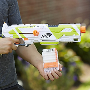 NERF Longstrike Modulus Toy Blaster with Barrel Extension, Bipod, Scopes, 18 Elite Darts & 3 Six-Clips (Amazon Exclusive)