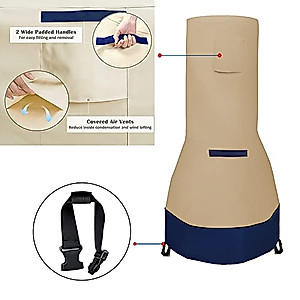 DUSTYPROTE Chiminea Cover，Weather-Proof Chiminea Fire Pit Cover，Fire Pit Heater Cover Waterproof，Clay Chiminea Cover Large Size, Khaki Patchwork Dark Blue, Cover Only