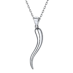 U7 Italian Horn Pendant for Car Sterling Silver Lucky Pepper Pendant Cornicelli Necklace 18 Inch