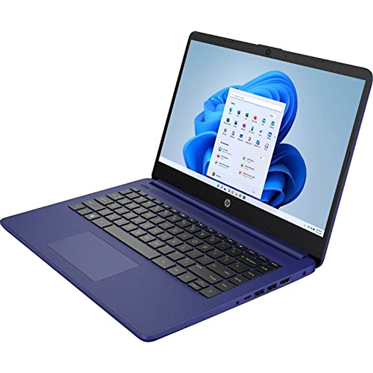 HP Stream 14inch HD Display, Intel Celeron Quad-Core Processor, 32GB DDR4 Memory, 128GB Storage (64GB eMMC+64GB Card),WiFi,Webcam,Bluetooth, Windows 11 S, Indigo Blue (Renewed)