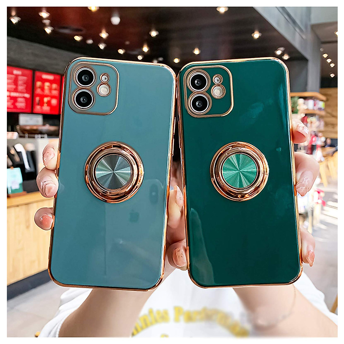 UnnFiko Bumper Stand Case Compatible with iPhone XR, Soft Cover with Ring Holder 360°Ring Holder Kickstand Car Mount Supported Protective Phone Cases (Blue, iPhone XR)