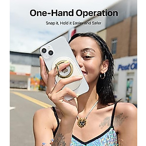 andobil Magnetic Phone Grip (Upgrade) for Magsafe, [Strongest Magnet Power] Phone Ring Holder Dual-Sided Magnet Compatible with Magsafe Series iPhone 14 13 12 Pro max, All Phones and Cases, Black