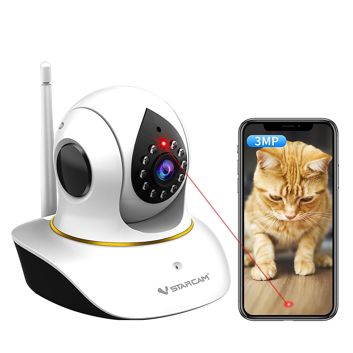 VSTARCAM Pet Camera, Cat Camera with Laser Wireless Dog Camera 1080P Cat Toys, Night Vision Sound Motion Alerts, APP Remote Control Home Security Camera for Pet &Baby
