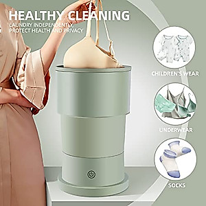 Portable Washing Machine with Effective Steri-lizing Function, Foldable Mini Small Washer for Baby Clothes, Underwear or Small Items, Suitable for Apartment, Laundry, Camping, RV, Travel (110V-240V)