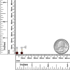 Gem Stone King 925 Sterling Silver and 10K Yellow Gold Cushion 4MM and 3MM Gemstone Birthstone and White Moissanite Dangle Earrings For Women