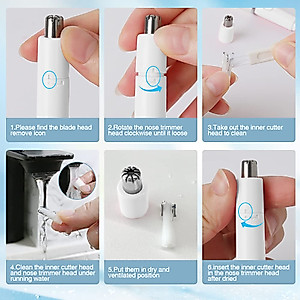 TOUCHBeauty Nose Hair & Eyebrow Trimmer for Women 2IN1 Facial Hair Removal Set for Nose, Chin, Upper-Lip, Peach-Fuzz Battery Operated Pink Color TB-1458