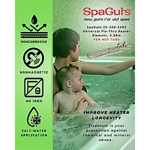 SpaGuts 25-150-1202 Universal Flo-Thru Heater Element, 5.5Kw, Titanium