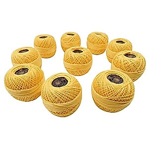 S2J Lot of 10 Pieces Anchor Yellow Cotton Crochet Embroidery Yarn Thread Tatting Ball