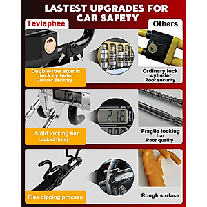 Tevlaphee Steering Wheel Lock Anti-Theft Car Device Heavy Duty Security Car Lock Antitheft Locking Devices Great Deterrent Adjustable Car Wheel Lock Anti Theft for Vehicle Truck with 3 Keys(Black)
