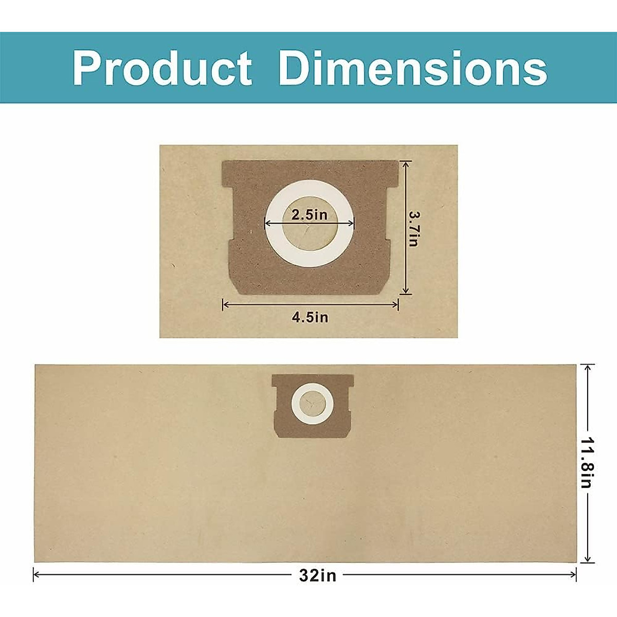 12 Pack 19-3100 Shop Vac Bags Compatible with Stanley 5-6 -8 Gallon wet dry vacuum.