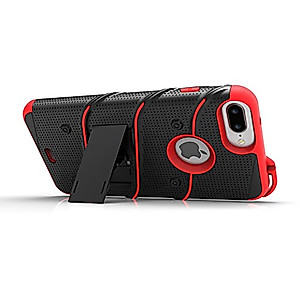 ZIZO Bolt Series for iPhone 8 Plus Case Military Grade Drop Tested Tempered Glass Screen Protector Holster iPhone 7 Plus case Black RED
