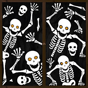Horaldaily 100 PCS Halloween Window Cling Sticker, Skulls for Home Party Supplies Shop Window Glass Display Decoration