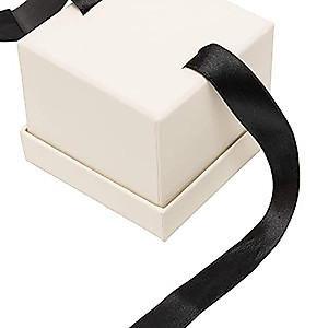 Noble Piano Wood Ring Box - Luxury Engagement Ring Box for Proposal Ring or Special Occasions - Comes with a Two Piece Packer and Ribbon (Black)