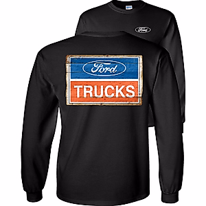 Fair Game Red White Blue Sign Ford Trucks Long Sleeve Shirt Patriotic F150 Truck Logo-Black-XL
