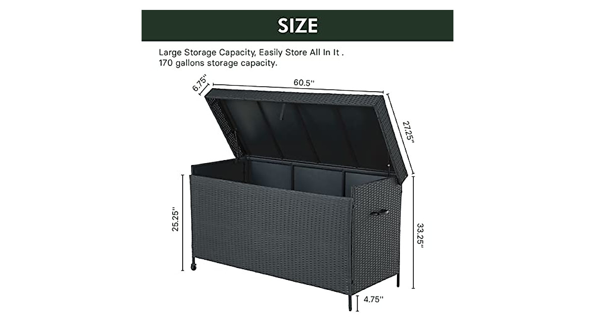 Grand Patio 170-Gallon Outdoor Deck Storage Box – Durable & Spacious