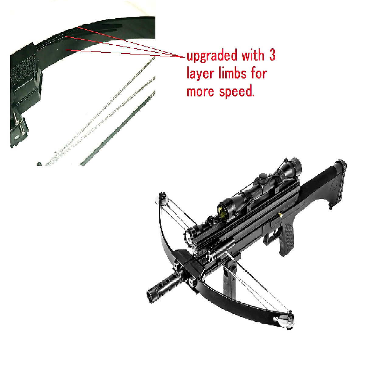 120lbs WT4 Hybrid Crossbow 250 fps Hunting Flashlight Scope Red Light Pointer Combo w/Magazine Capacity + Bag…