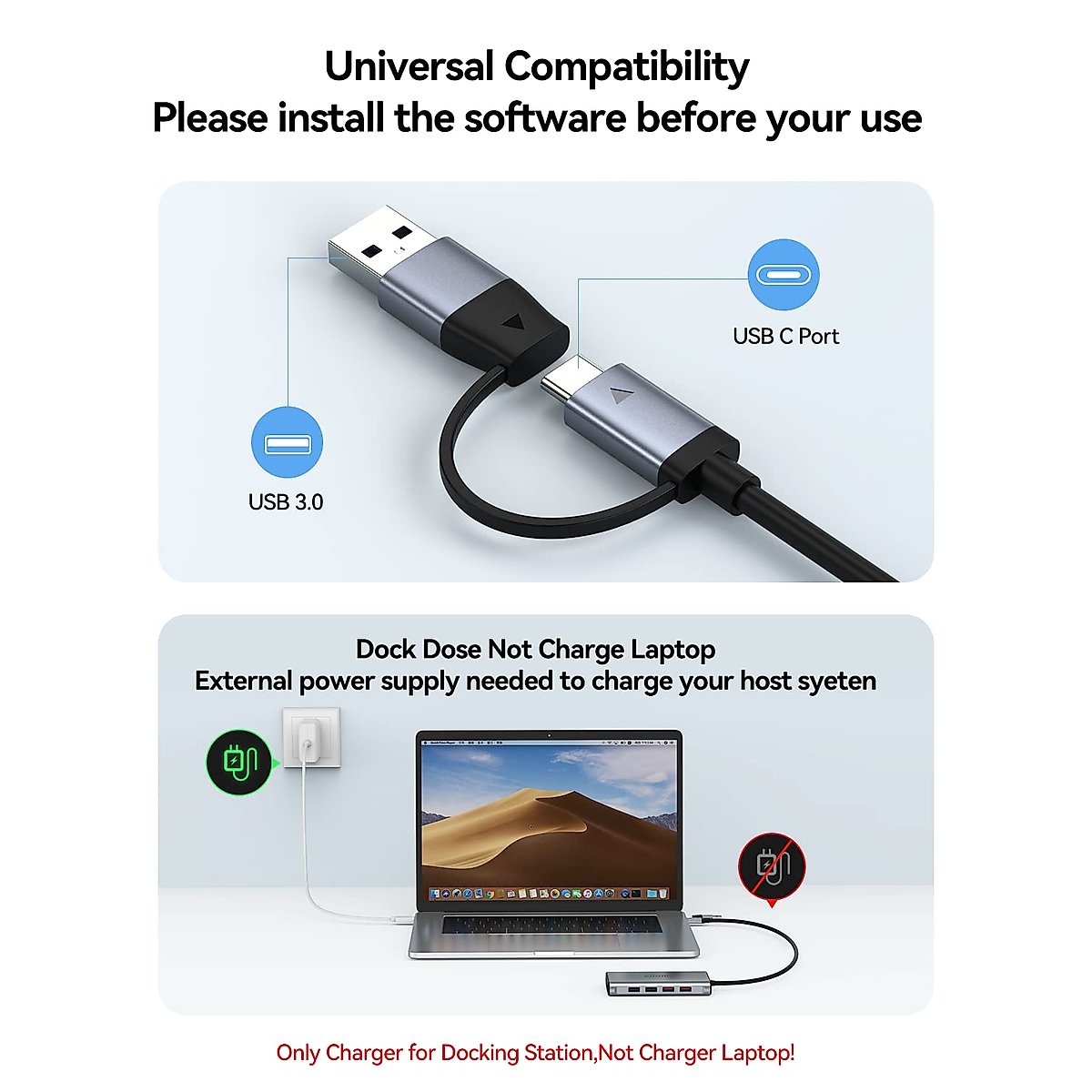 USB Docking Station Dual Monitor, GIISSMO 9-in-1 USB A 3.0 / USB C Docking Station Triple Monitor with 2 HDMI,VGA, 10Gbps USB 3.1, Gigabit Ethernet, Triple Display for Mac & MacBook & Windows Laptop