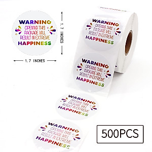 Littlefa 1.5” Warning Opening This Package with Rainbow Design Stickers,Thank You Stickers,Bakeries Stickers,Handmade Stickers,Small Business Stickers, Envelopes Stickers, Gift Bags Packaging 500 PCS
