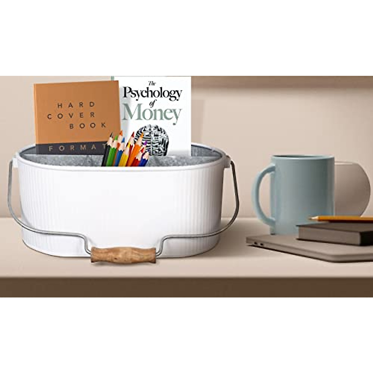 Utensil Caddy,Galvanized Bucket,Galvanized Utensil Holder,Silverware Caddy,Metal Caddy,Outdoor Utensil Caddy,Tin Utensil Holder,Utensil Caddy for Parties,Picnic Caddy,Farmhouse Utensil -White Natural