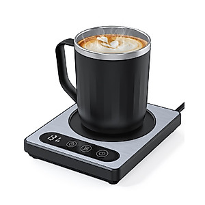 Maestri House Coffee Mug Warmer with Cup for Desk, Electric Mug Warmer with 9 Temperature Settings & 1-12 Hour Timer, Portable Beverage Warmer for Home and Office - Ideal Gift for Coffee Lovers