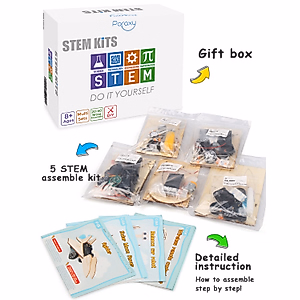 Poraxy STEM Model Car Kits, Toys for Boys Age 8-12, 5 in 1 Kids Wood Building Kit 8-10, 3D Wooden Puzzles, Educational Science Crafts Kits, Birthday Gifts for 8 9 10 11 12 13 14 Years Old Boys