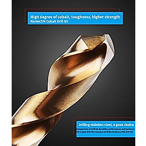 (21Pcs Set+3 Pcs Free) 1/16"-3/8" cobalt drill bit set, containing 5% cobalt,quenched and finely polished, suitable for hard metals, stainless steel, cast iron and other hard materials