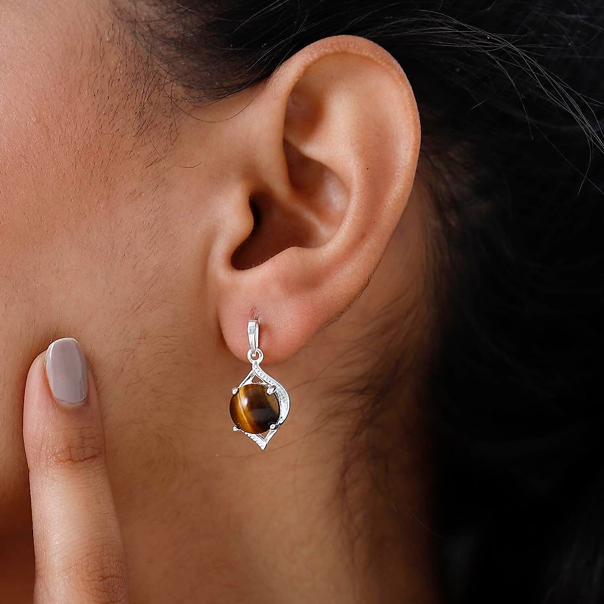 SHOP LC Tiger's Eye Drop Earrings for Women Jewelry 925 Sterling Silver Jewelry Birthday Gifts for Women