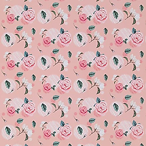 Aimyoo Pink Floral Wrapping Paper Roll 17 in x 10 ft, Vintage Flower Gift Wrap for Wedding Bridal Shower Birthday