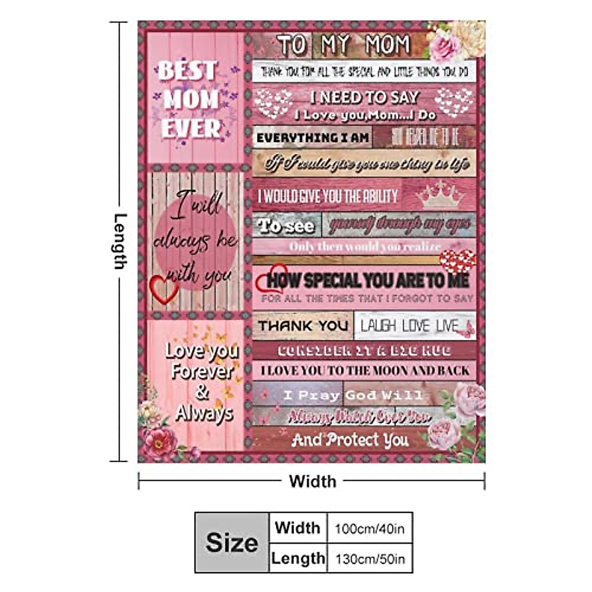 to My Mom Blanket Gifts,Flannel Thick Throw Blanket Birthday Gifts from Daughter Son,Blanket Presents for Mother's Day,Christmas,Soft Cozy Flannel Blanket,Bed Blanket Gift 50"X40"