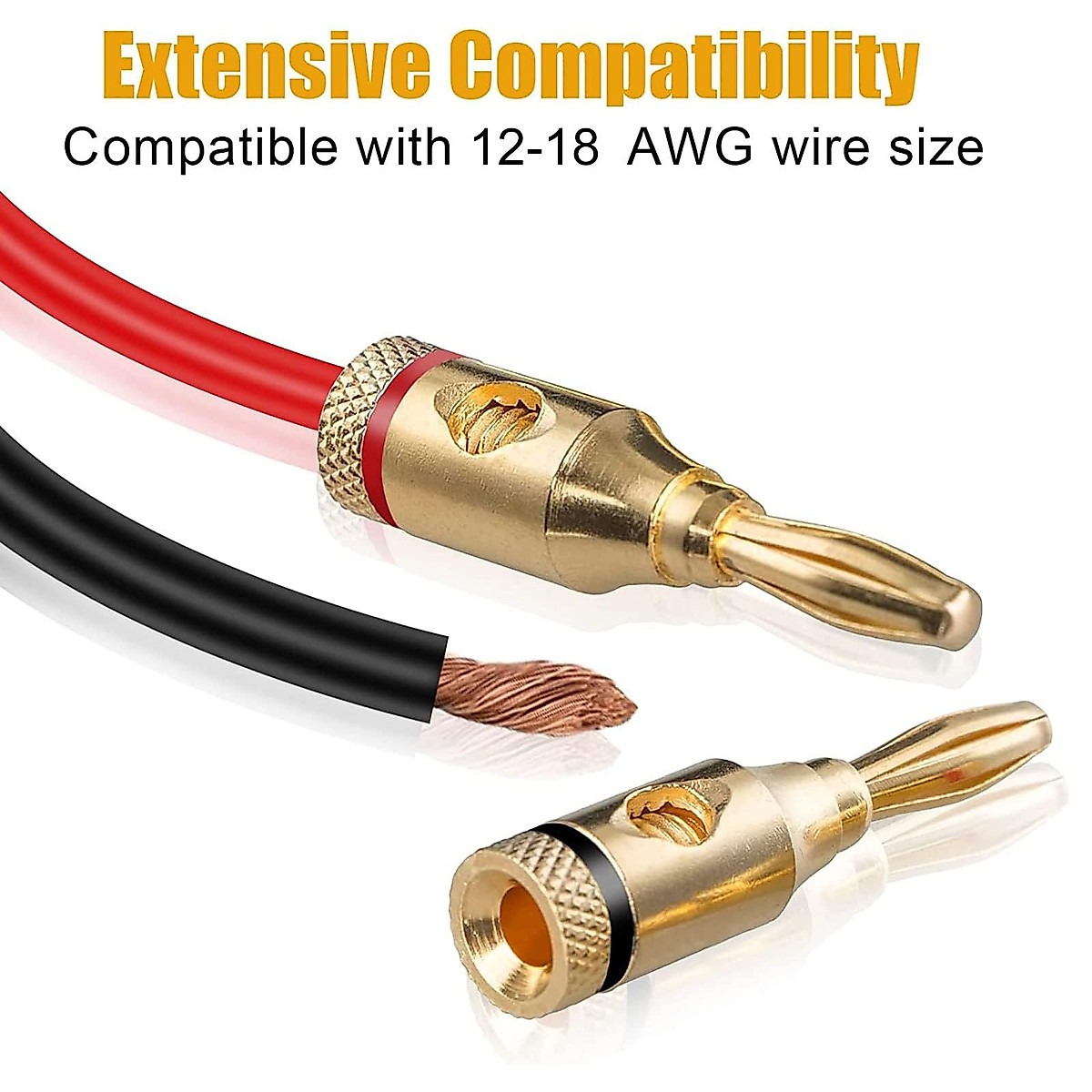 SUNJOYCO 12 Pairs 24K Gold Plated Speaker Banana Plugs for Speaker Wire, Home Theater, Wall Plates