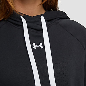 Under Armour Womens Rival Fleece Pull-Over Hoodie , Black (001)/White , Medium