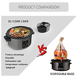 Slow Cooker Liners，Cook Four Things at Once and Easy Clean，Crock Pot Divider，Suitable for 6-8QT Crock，Silicone Crock Pot Liners Oval (4)