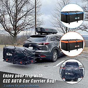 CZC AUTO Hitch Cargo Carrier Bag, 20 cu. ft Waterproof/Rainproof/Weatherproof Cargo Traveling Bag for Car Truck SUV Vans' Hitch Trays and Hitch Baskets, Safe Steady Durable Soft (Blue)
