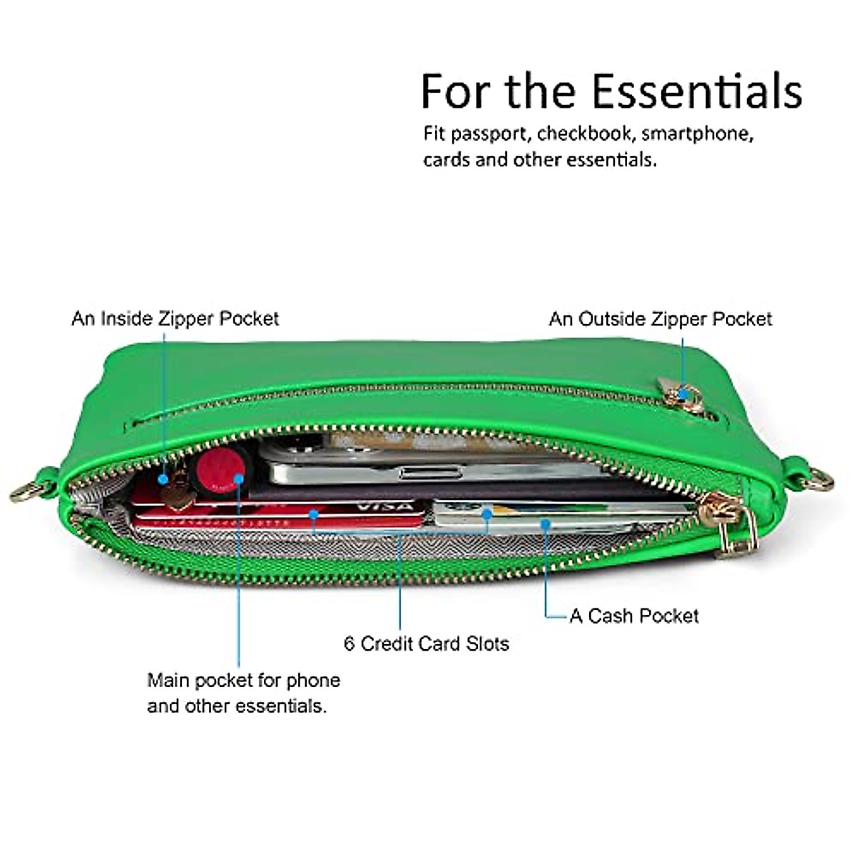 befen Green Clutch Purses for Women, Lambskin Leather Trendy Quilted Wristlets Mini Shoulder Handbags Quilted Bags for Women - Emerald Green