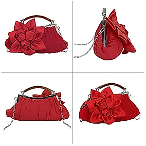Goclothod Evening Bags for Women Cute Floral Clutch Purse Party Chain Handbag