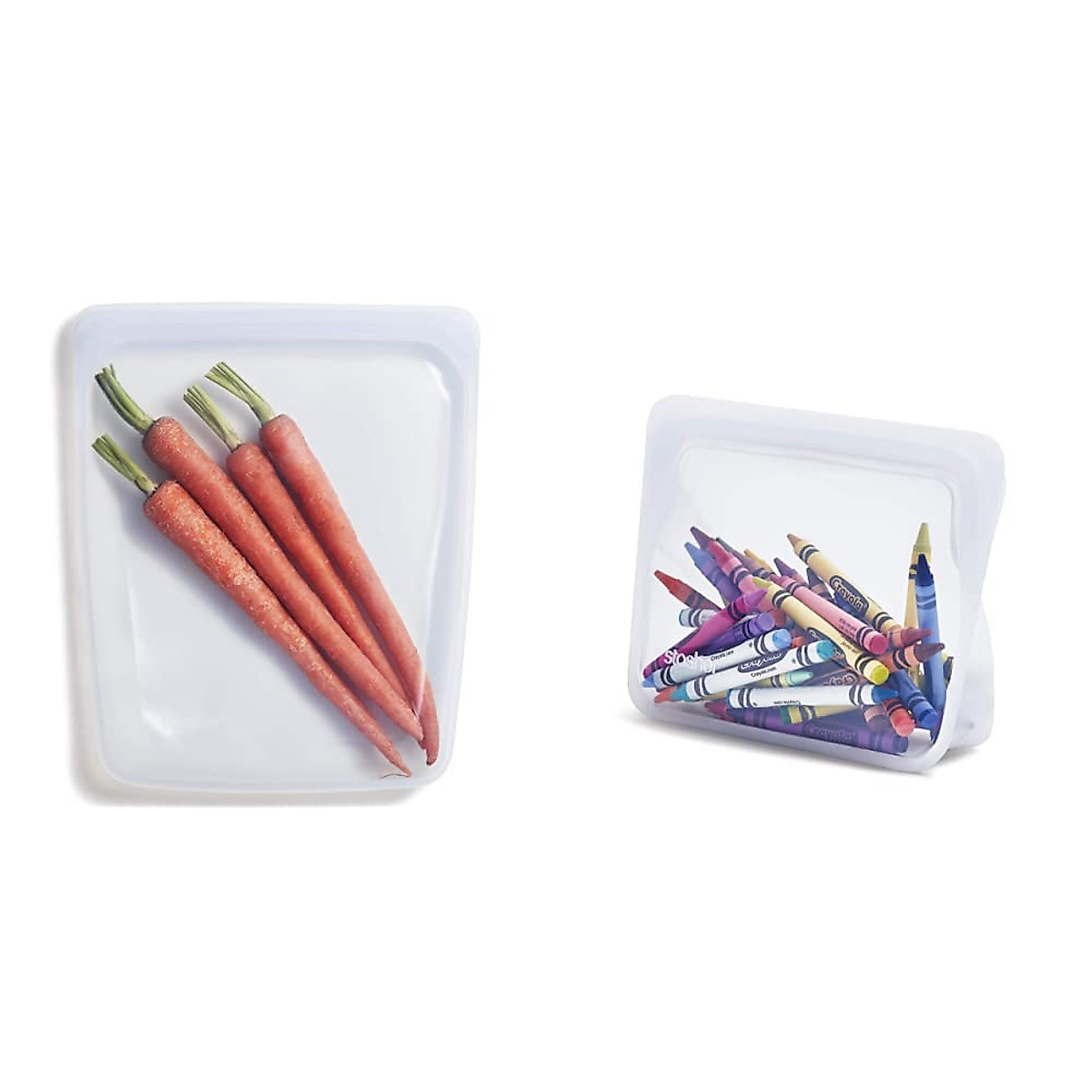 Stasher Silicone Reusable Storage Bag, 1/2 Gallon (Clear) & Silicone Reusable Storage Bag, Stand-Up Mini (Clear)