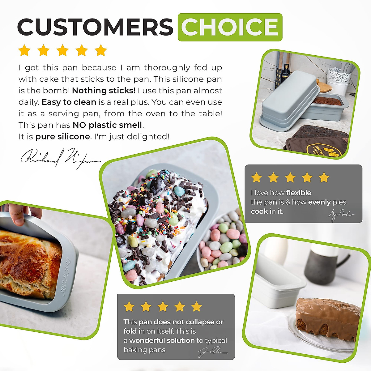 Silicone Loaf Pan (Small) Non-Stick Oven Dish - Professional Bakeware Baking Mould for Cakes Pies Breads - Microwave Dishwasher Freezer Safe - Quick Release - 8.2" x 3.9" x 2.7" by Cook’n’Chic