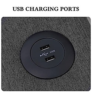 DURASPACE Futon Sofa Bed, 3 in 1 Convertible Sofa Chair Bed, Adjustable Backrest Chair, Chaise Lounge with USB Ports, Cup Holder, Side Pocket, Storage Box for Living Room (Dark Gray Linen)