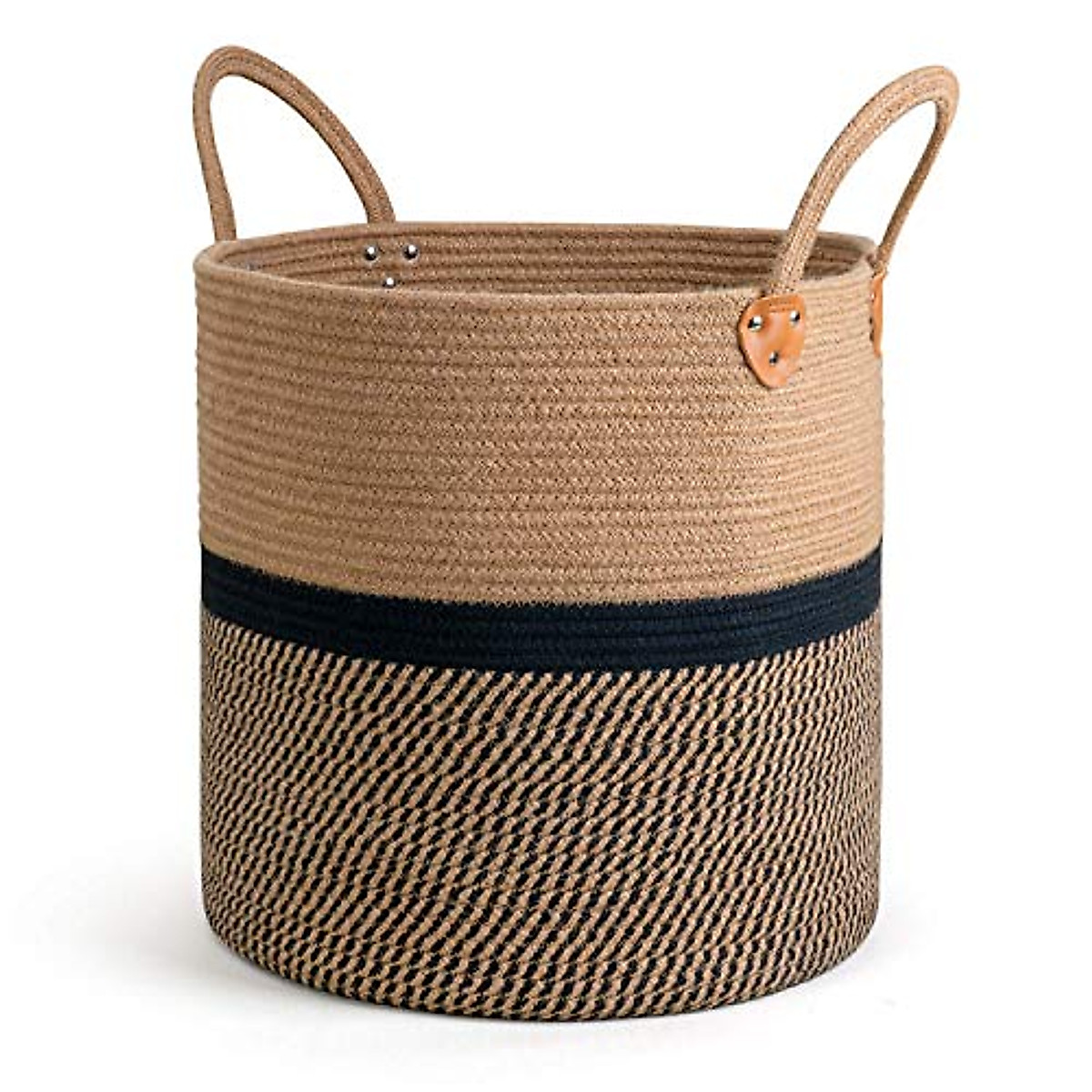 CHICVITA Extra Large Jute Basket with Handles Blanket Basket Home Decor (Set of 2)
