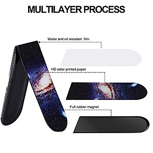 30 Pieces Universe Galaxy Magnetic Bookmark,MWOOT Starry Sky Magnet Page Book Markers Set ,Assorted Magnetic Page Clips Bookmarks for Students Reading(2x6cm,30 Styles)