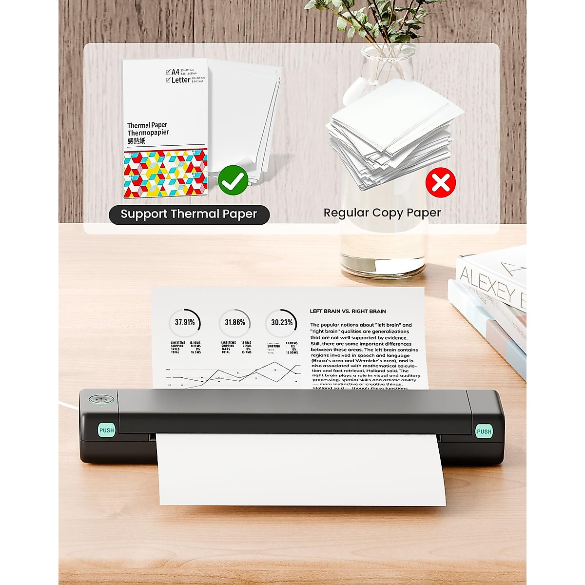 Phomemo M08F Portable Printers Wireless for Travel with Case, Bluetooth Thermal Printer Compatible with iOS, Android, Laptop, Inkless Mobile Printer for Travel