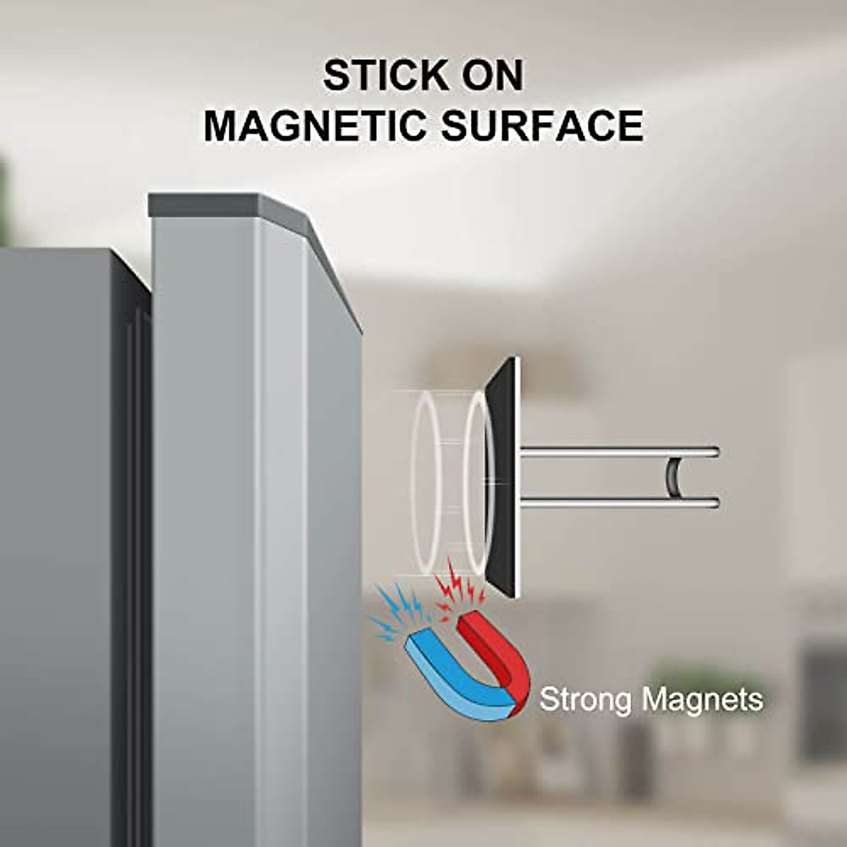 ESINAM Magnetic Paper Towel Holder Upgraded Version, Strong Magnets RV Paper Towel Holder Wall Mount for Refrigerator & Grill, Pegboard Hanging Paper Towel Holder - Premium Silver Stainless Steel