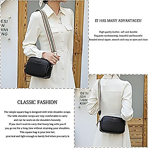 Atgbiem black crossbody bags for women small leather cross body purse camera bag thick strap crossbody bags for women