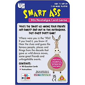 University Games | Smart Ass '90s Tuck Box Card Game, Perfect for Game Night on The Go for 2 or More Players Ages 12 and Up