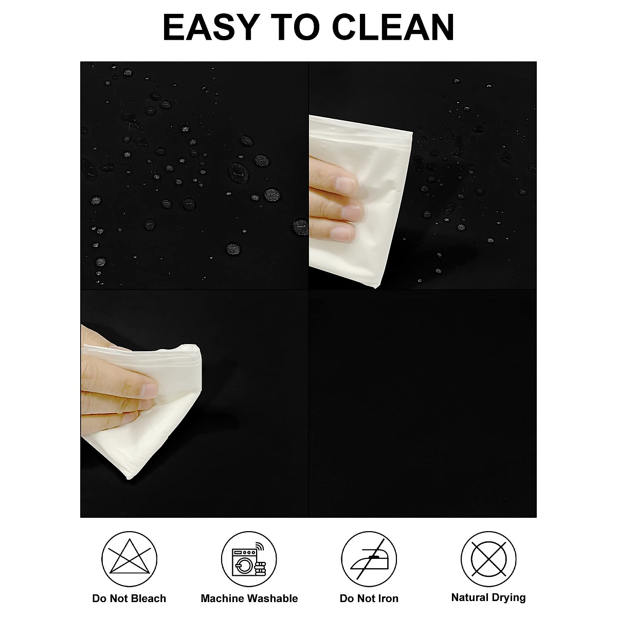 Fokitut 2 Pack Waterproof Round Tablecloth, 120 Inch, Stain Resistant and Wrinkle Polyester Table Cloth, Fabric Table Cover for Kitchen Dining, Wedding, Party, Holiday Dinner-Black