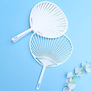 LUOEM 10pcs Japanese Fan Uchiwa DIY Kit Hand-held Fan Framework for DIY Crafts (White)