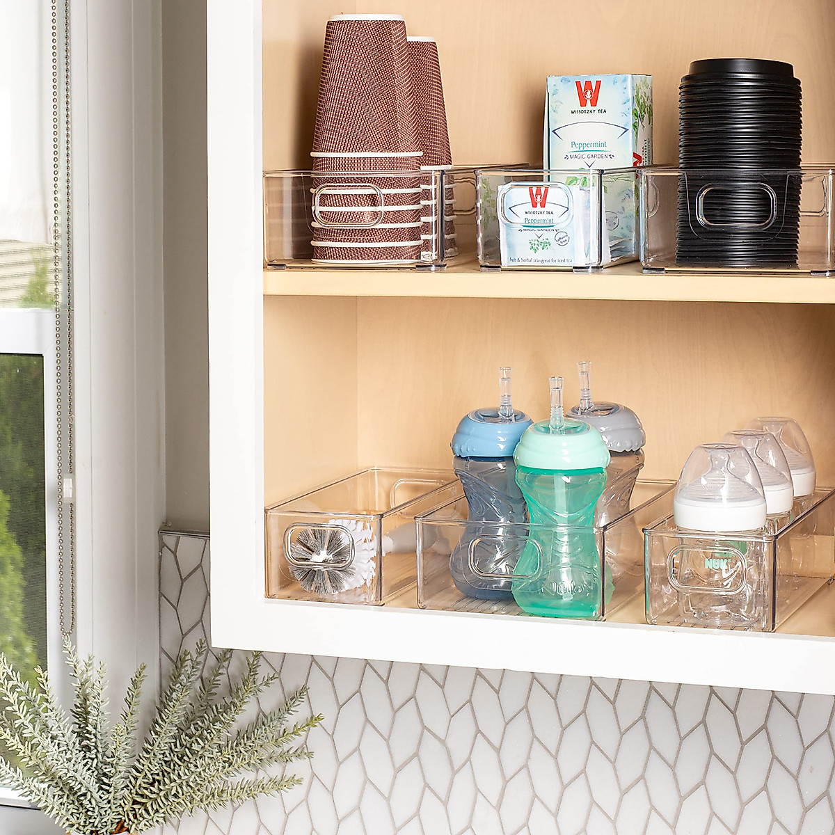 bHome & Co Clear Plastic Storage Bins - Pantry Organization and Storage Containers Small Stackable Clear Storage Bins Containers for Organizing - Kitchen Organization - Fridge Pantry Organizer Bins