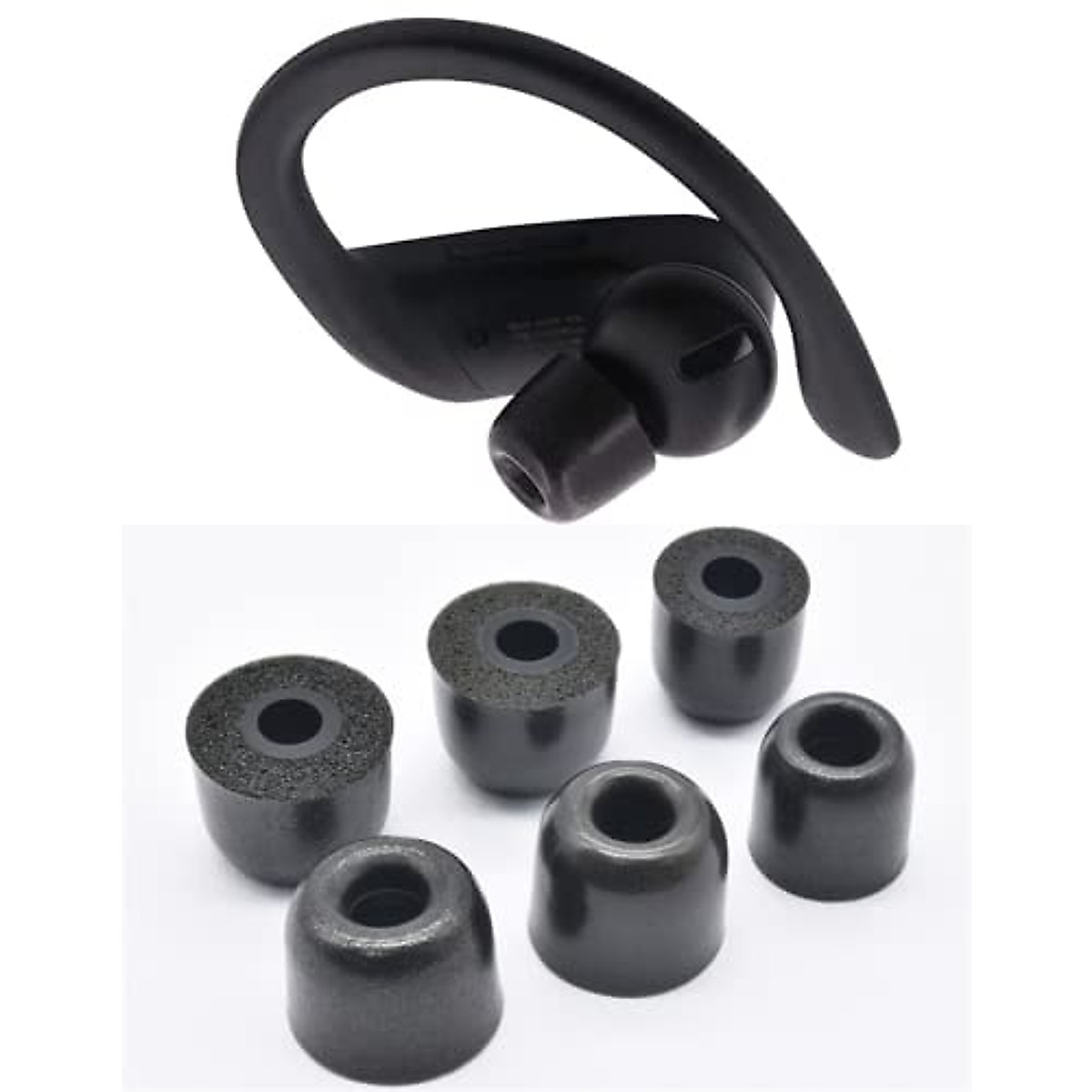 Zotech Replacement Memory Foam Earbud Tips for Beats Powerbeats Pro, Powerbeats, Flex Earphones (Black)